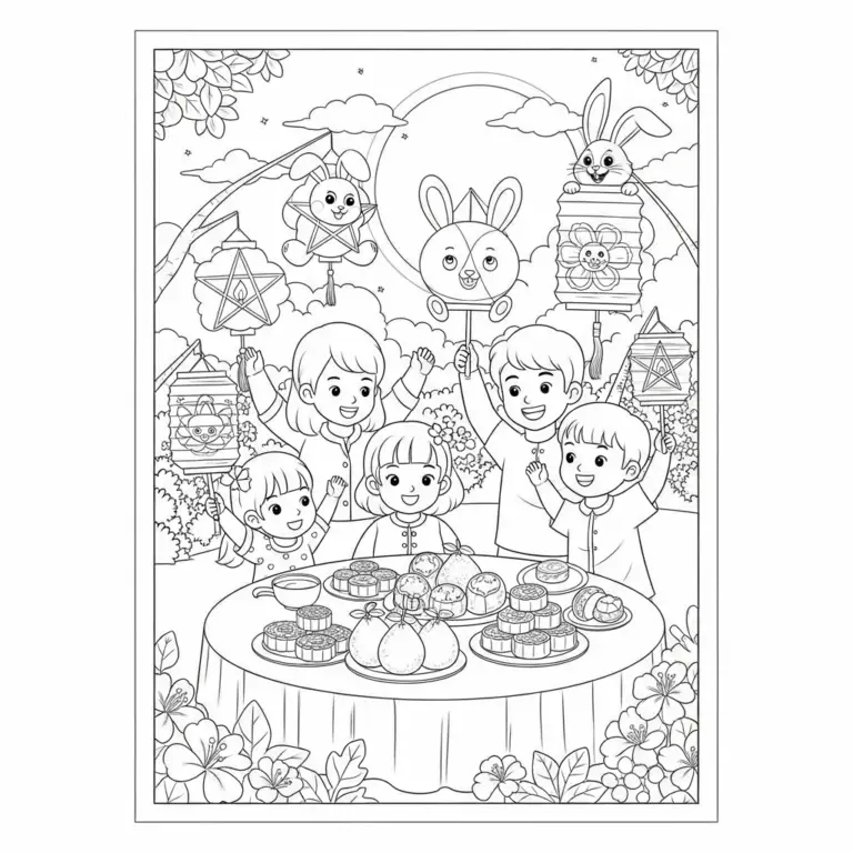 10 Free Printable Coloring Pages for Mid-Autumn Festival