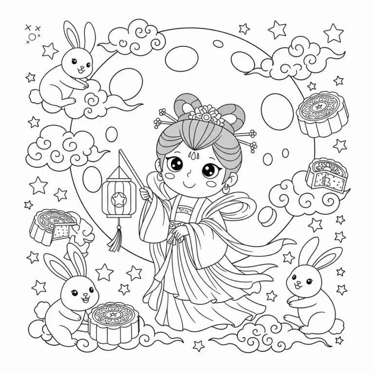 10 Free Printable Coloring Pages for Mid-Autumn Festival