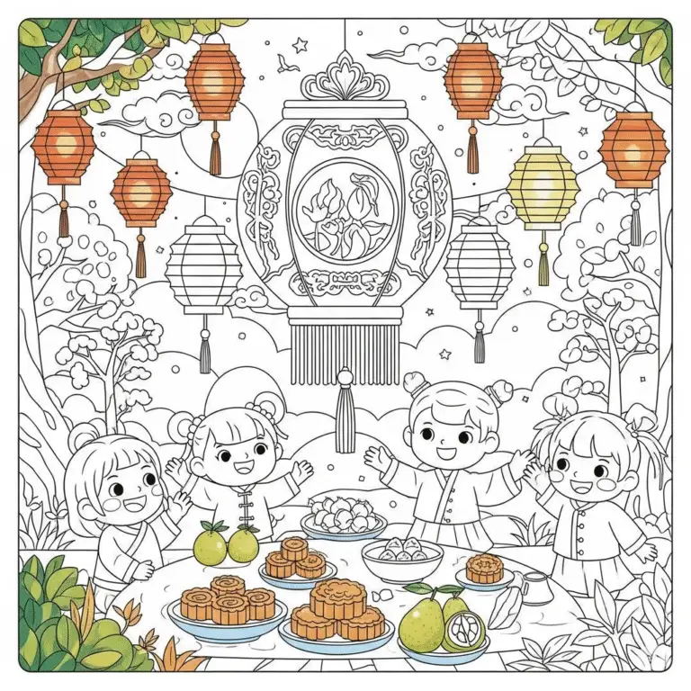 10 Free Printable Coloring Pages for Mid-Autumn Festival