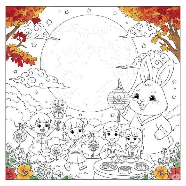 10 Free Printable Coloring Pages for Mid-Autumn Festival