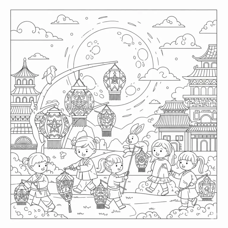 10 Free Printable Coloring Pages for Mid-Autumn Festival