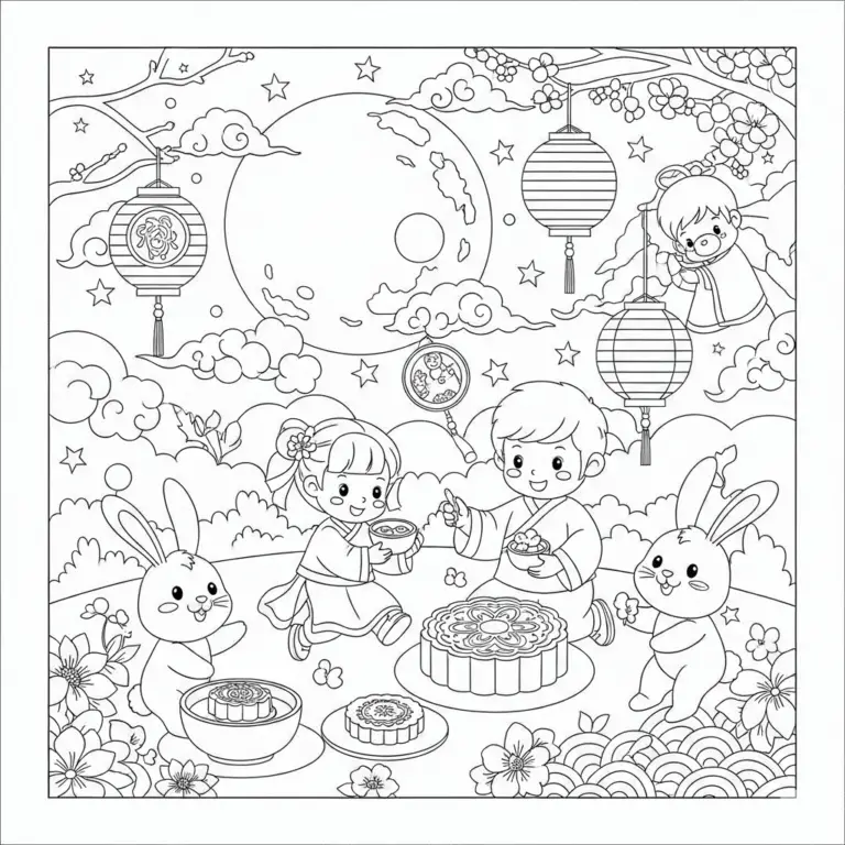 10 Free Printable Coloring Pages for Mid-Autumn Festival