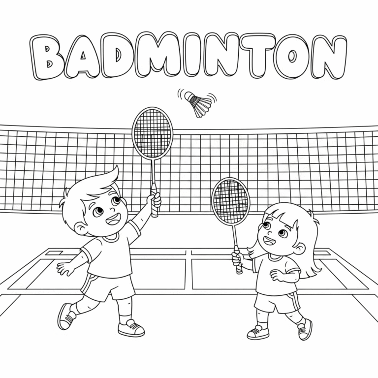 Free Printable Badminton Coloring Pages for Kids (PDF Download)