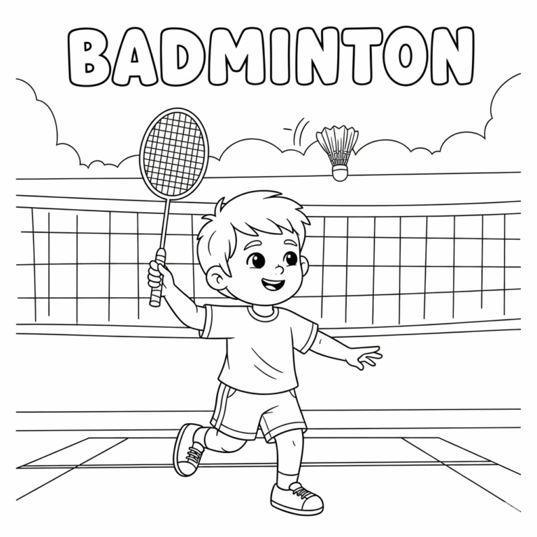 Free Printable Badminton Coloring Pages for Kids (PDF Download)