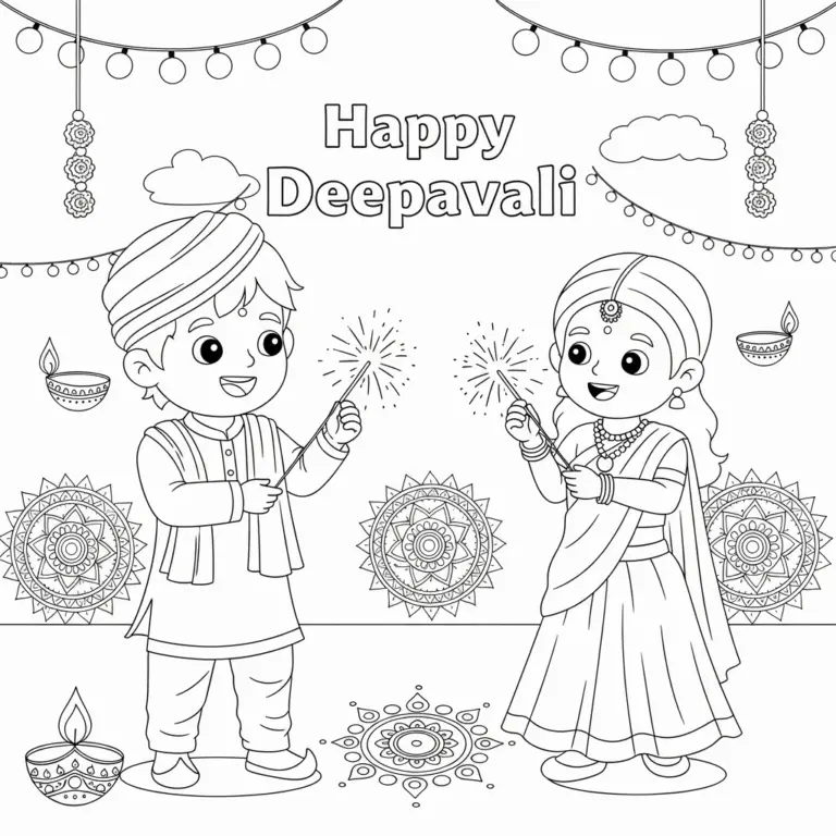 Free Printable Deepavali (Diwali) Coloring Pages for Kids | Festival of ...