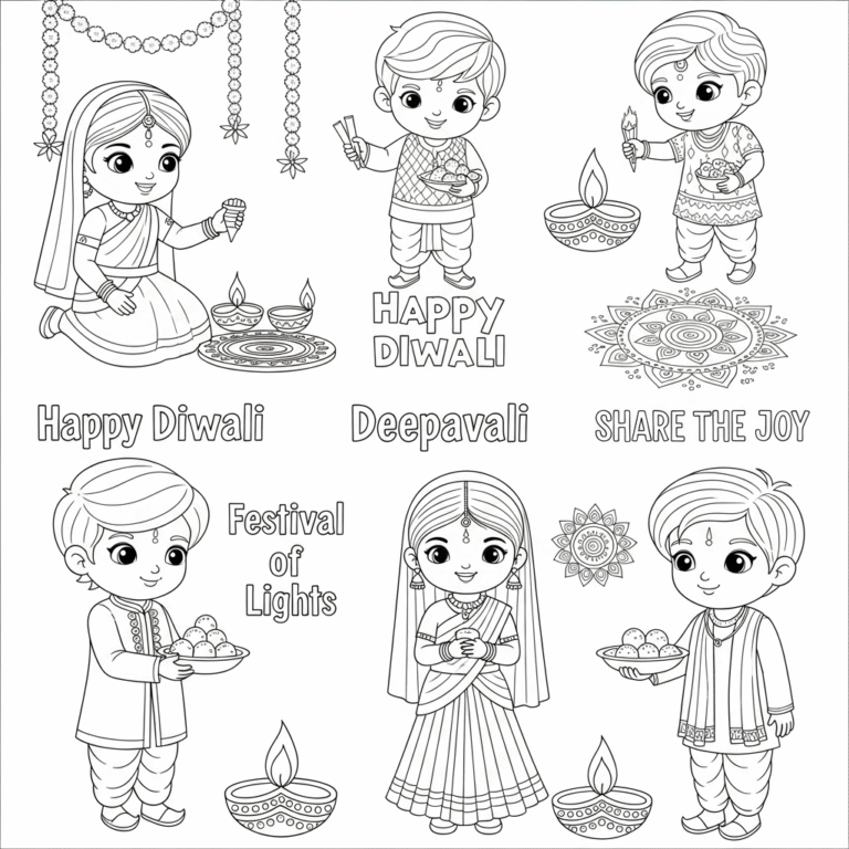 Free Printable Deepavali (Diwali) Coloring Pages for Kids | Festival of ...