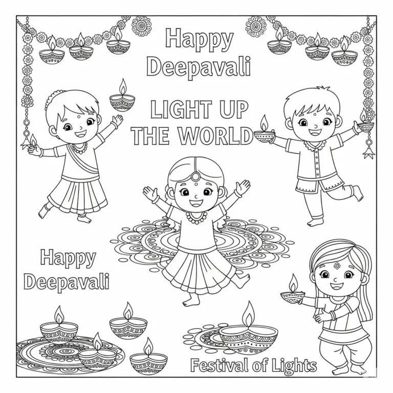 Free Printable Deepavali (Diwali) Coloring Pages for Kids | Festival of ...