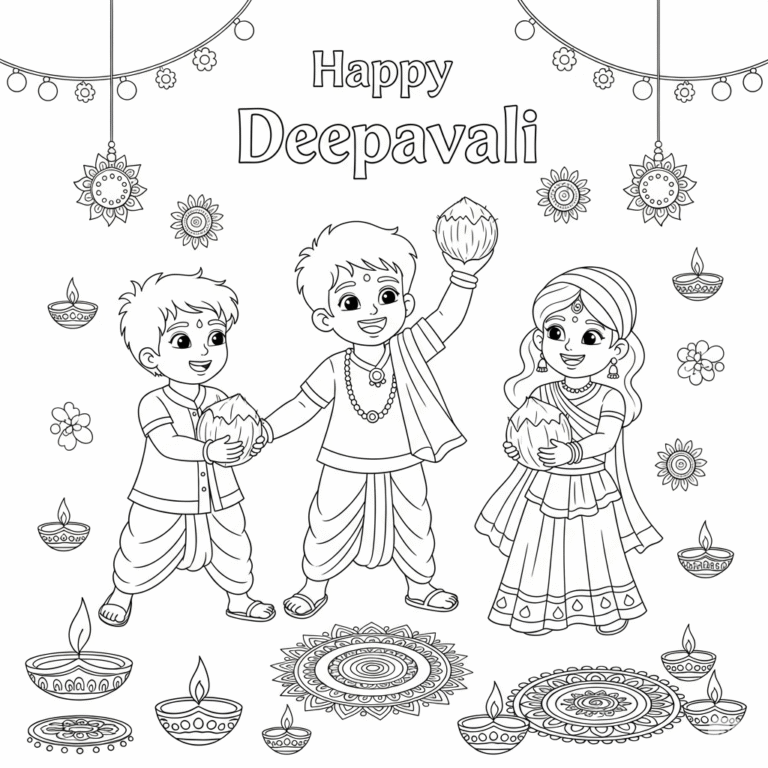 Free Printable Deepavali (Diwali) Coloring Pages for Kids | Festival of ...
