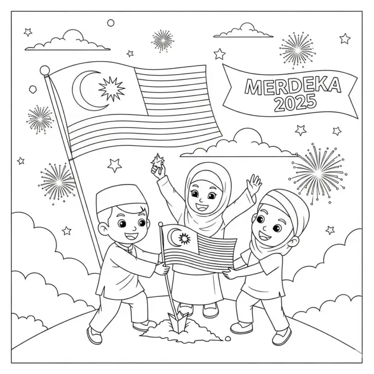 Free Printable Malaysia National Day Coloring Pages | Jalur Gemilang ...