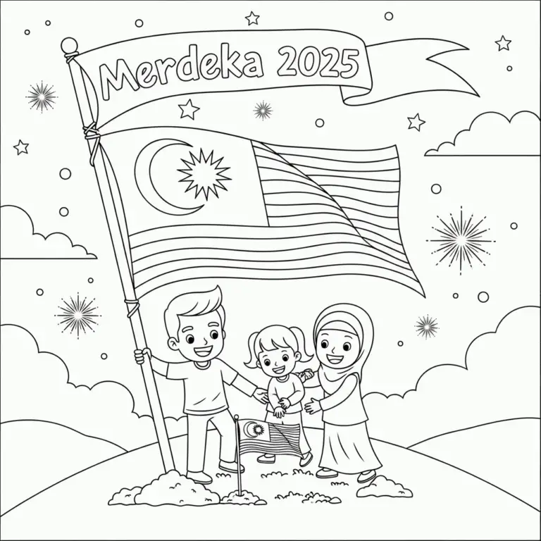 Free Printable Malaysia National Day Coloring Pages | Jalur Gemilang ...