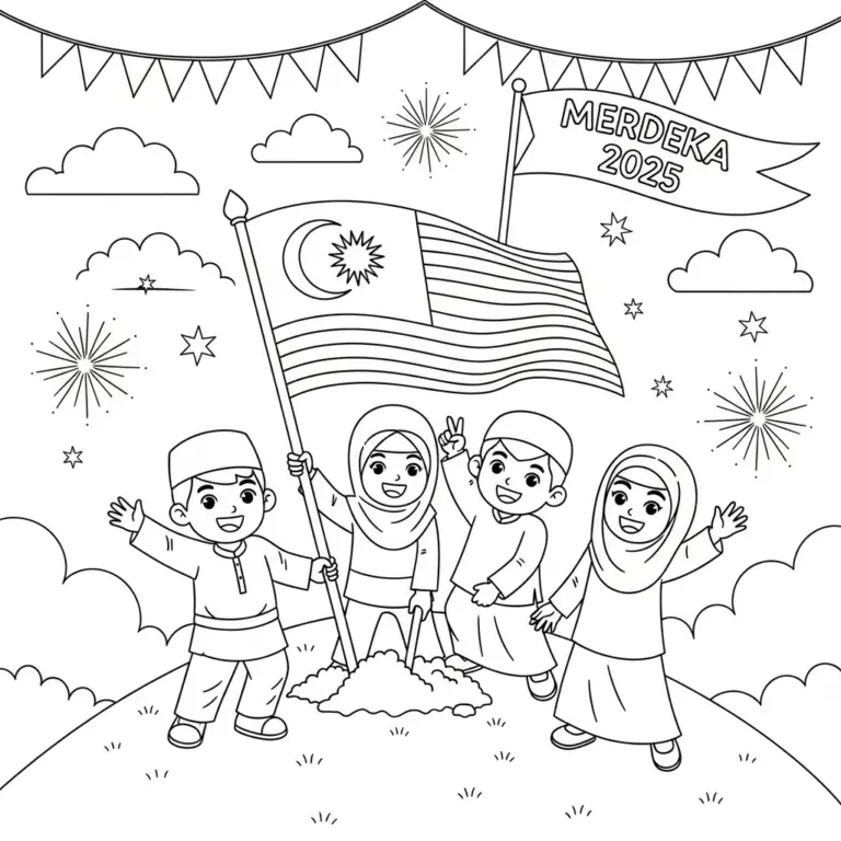 Free Printable Malaysia National Day Coloring Pages | Jalur Gemilang ...