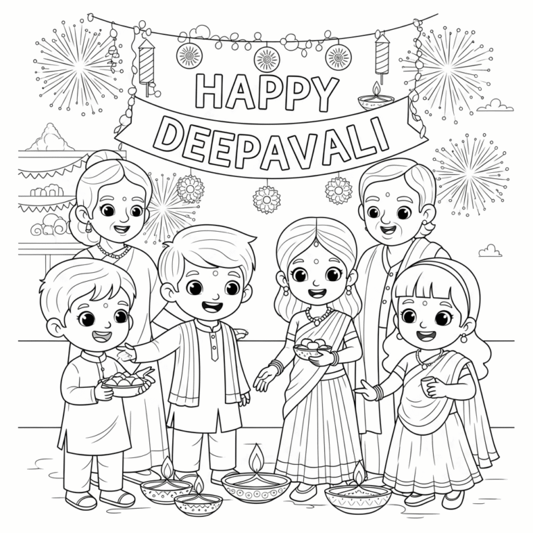 Free Printable Deepavali (Diwali) Coloring Pages for Kids | Festival of ...