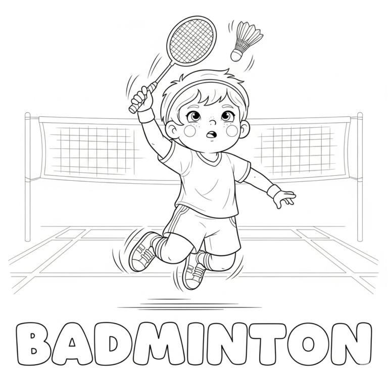 Free Printable Badminton Coloring Pages for Kids (PDF Download)