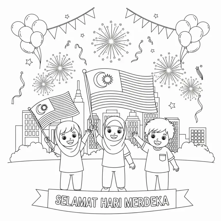 Free Printable Malaysia National Day Coloring Pages | Jalur Gemilang ...