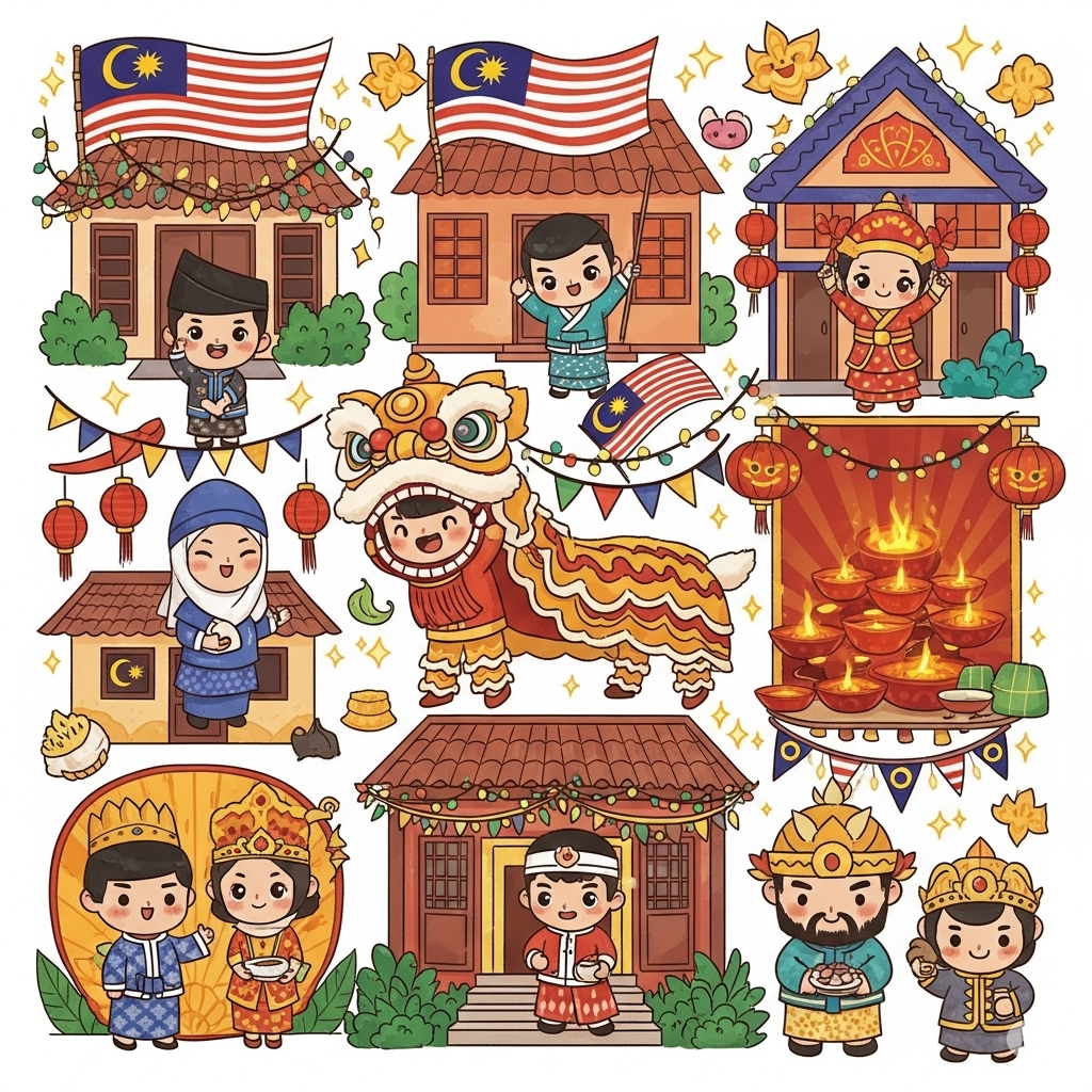 Southeast Asia Traditional Festivals Coloring Pages for Kids | Free ...